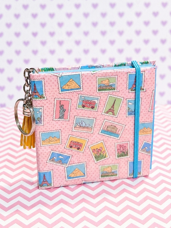 Other | Pink Travel Stamp Print Passport Holder With Blue Elastic ...
